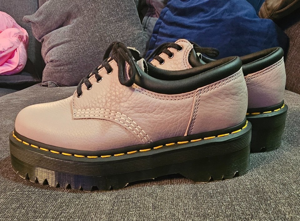 Doc Martens 8053 Quap Platform Pisa Leather Preowned great Taupe unisex ...