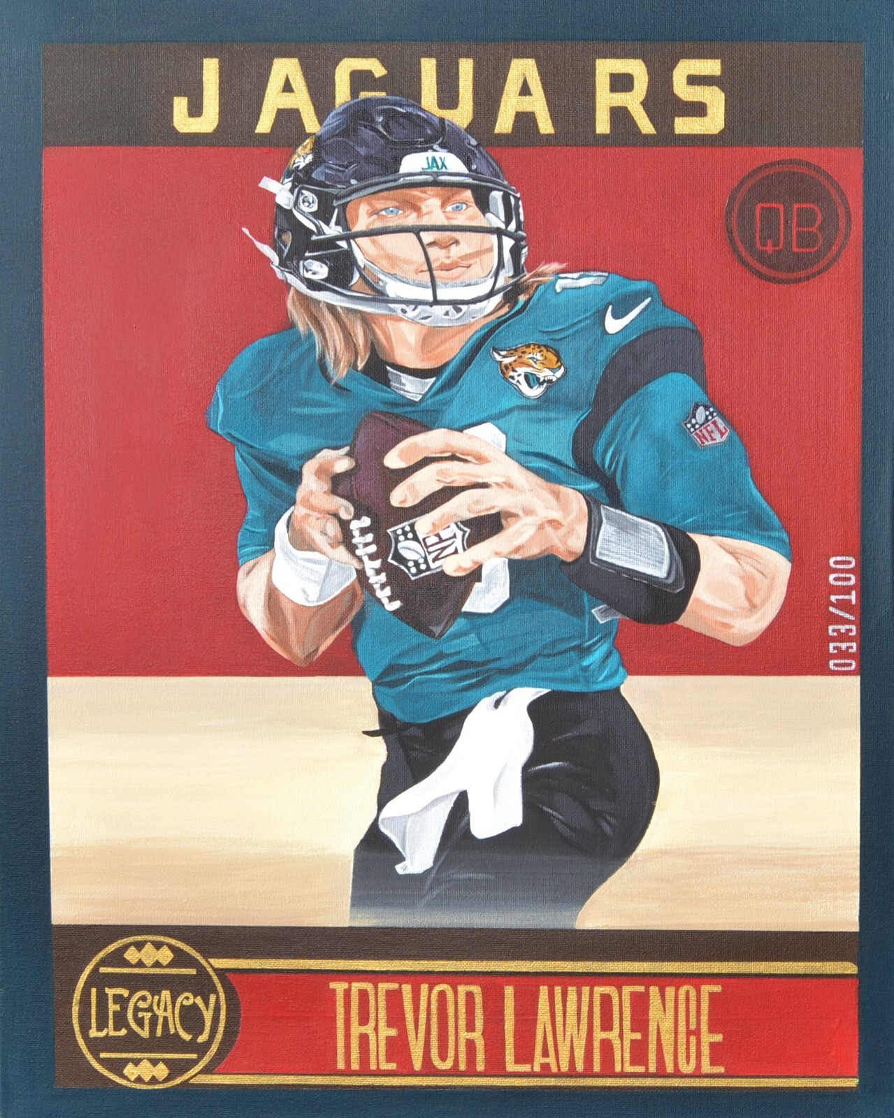 Trevor Lawrence Legacy trading card 033/100 with original 16" x 20 ...