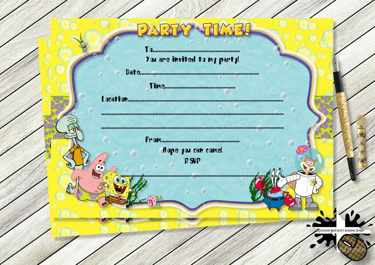 Spongebob Birthday Invitations Blank For Boys