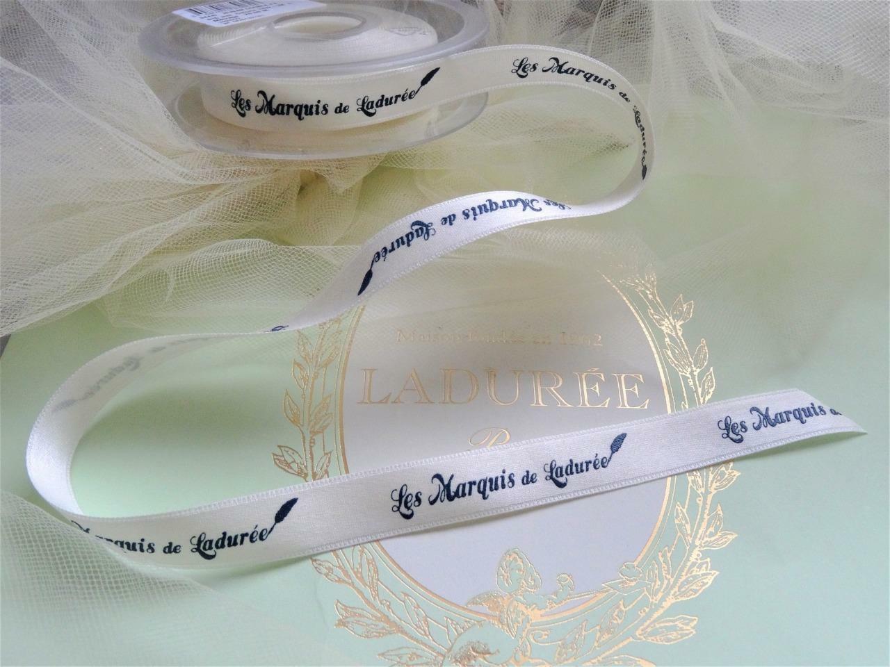 LADUREE Logo Ribbon - Les Marquis de Laduree, White Satin,W: 15 mm, 5 M ...