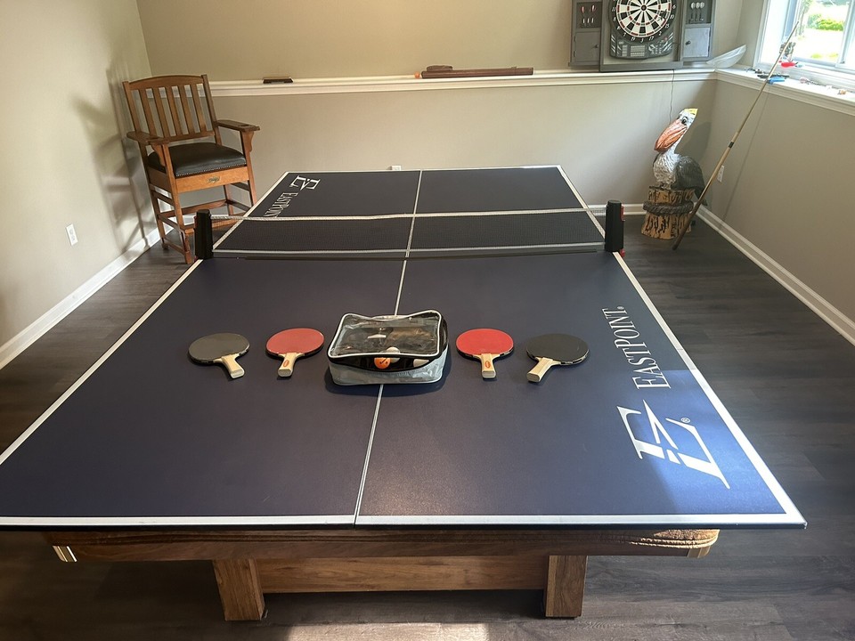 Brunswick Pool Table, American Heritage Chairs, Cue, Chairs and Ping ...