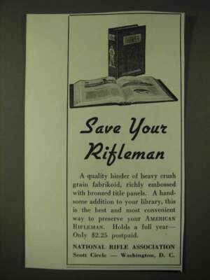 1942 NRA National Rifle Association Ad - Save your rifleman | eBay