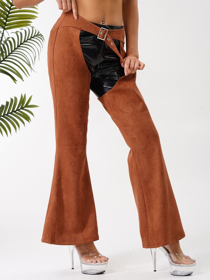 Womens Chaps Long Trousers Costume Leggings Adjustable Waist Underpants Bottoms | eBay