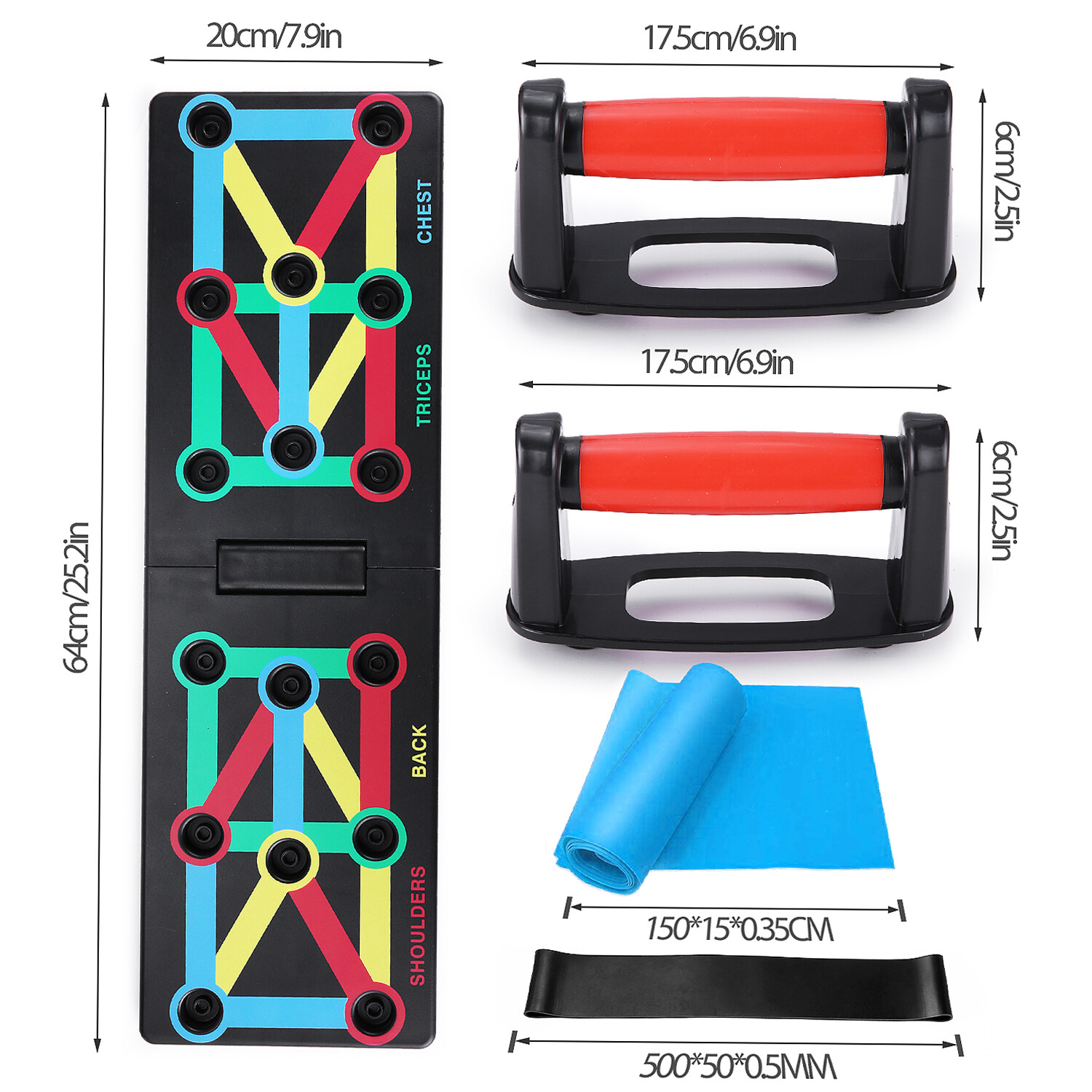 12 In 1 Foldable Push- Board With Handle Innovative Color-Coded L2U2 ...