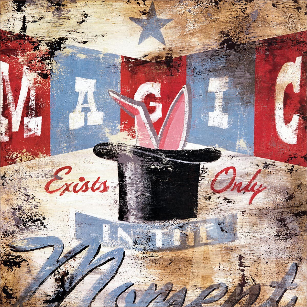 36W"x36H" MAGIC EXISTS IN THE MOMENT by RODNEY WHITE - MAGICIAN RABBIT ...