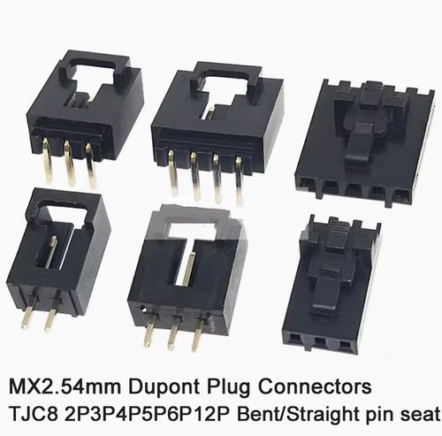 MX2.54mm Dupont Plug Connectors TJC8 2P3P4P5P6P12P Bent/Straight pin ...