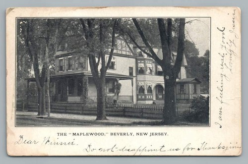 "Maplewood" BEVERLY New Jersey UDB Antique Postcard~Guest House? 1908 ...