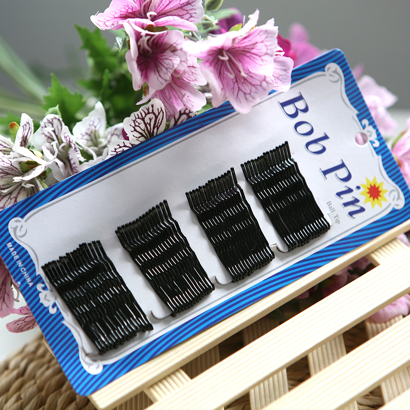 Convenient 56Pcs Black Hair Clips Flat Top Bobby Pins Grips Salon ...