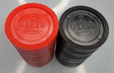 12 Red & 12 Black Large Jumbo 3" Rug Checkers Plastic Game Replacement ...