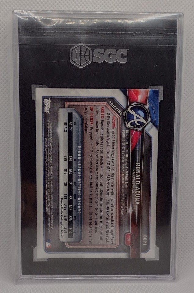 2018 Bowman Mega Box Ronald Acuna Jr. CHROME Running #BCP1 RC SGC 9 ATL Braves | eBay