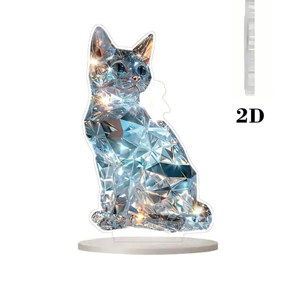 2D Cat Decorative Acrylic Sculptures Animal Statue Office For Home J5U9 ...