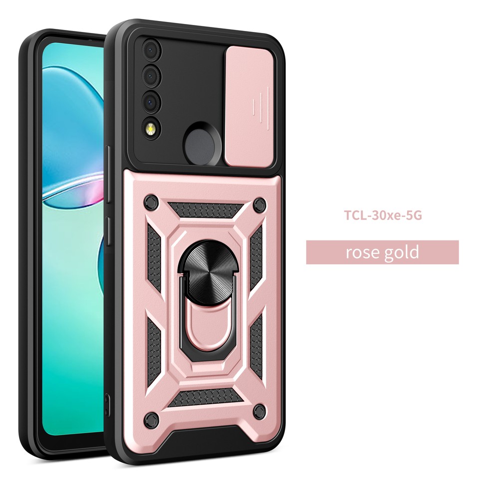 For TCL 30 XE 5G, Shockproof Hybrid Armor Slide Cover Camera Ring ...