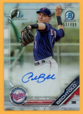 ANDREW BECHTOLD 2019 Bowman Chrome Autograph Refractor Rookie AUTO SER ...