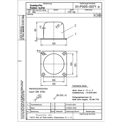Conductix Wampfler 01-P005-0071 End Stop Buffer R 100X080 70SHA MFGD | eBay