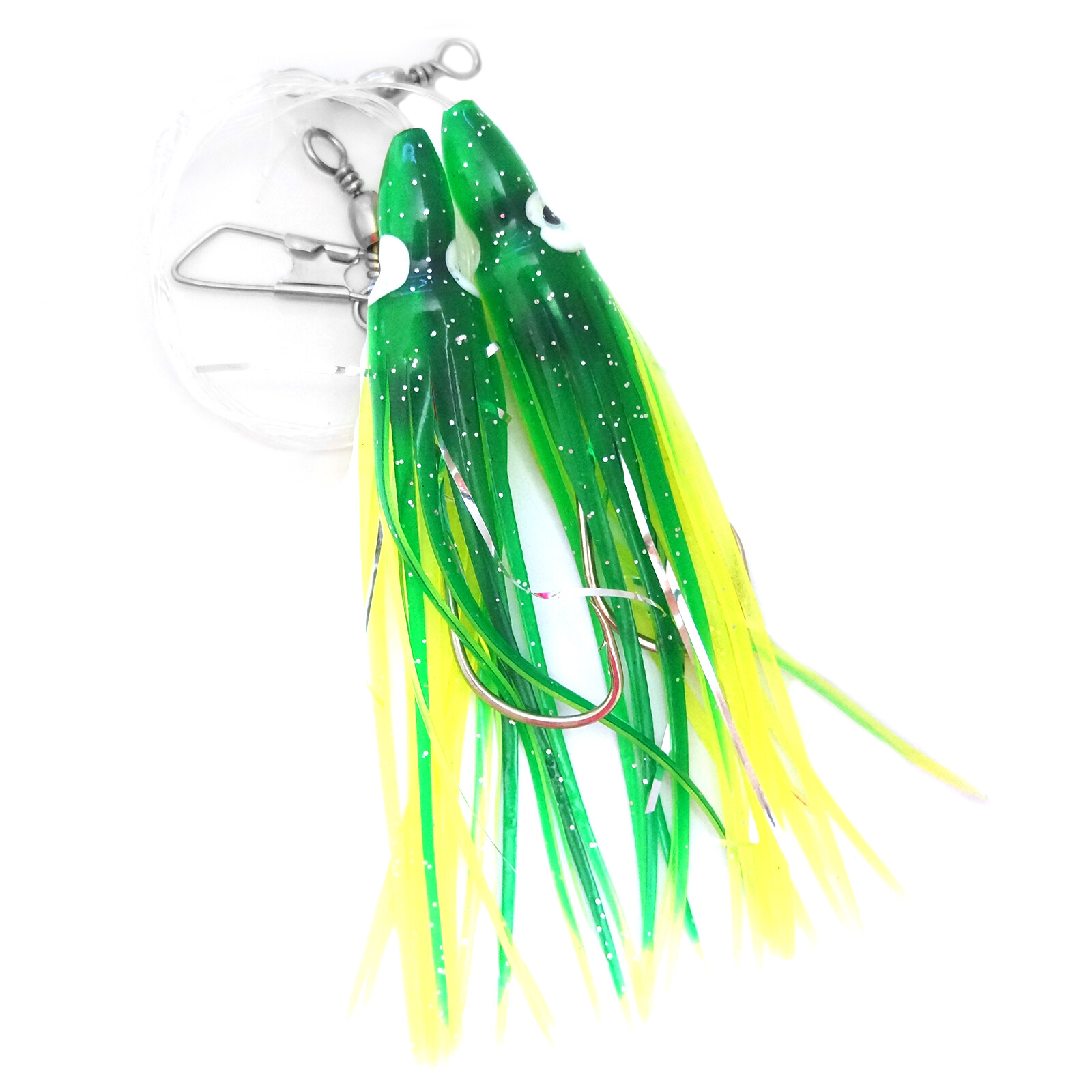12pairs 4.75" Twin Squid Hoochies Rock Fish Rigs Lures Bass Octopus ...