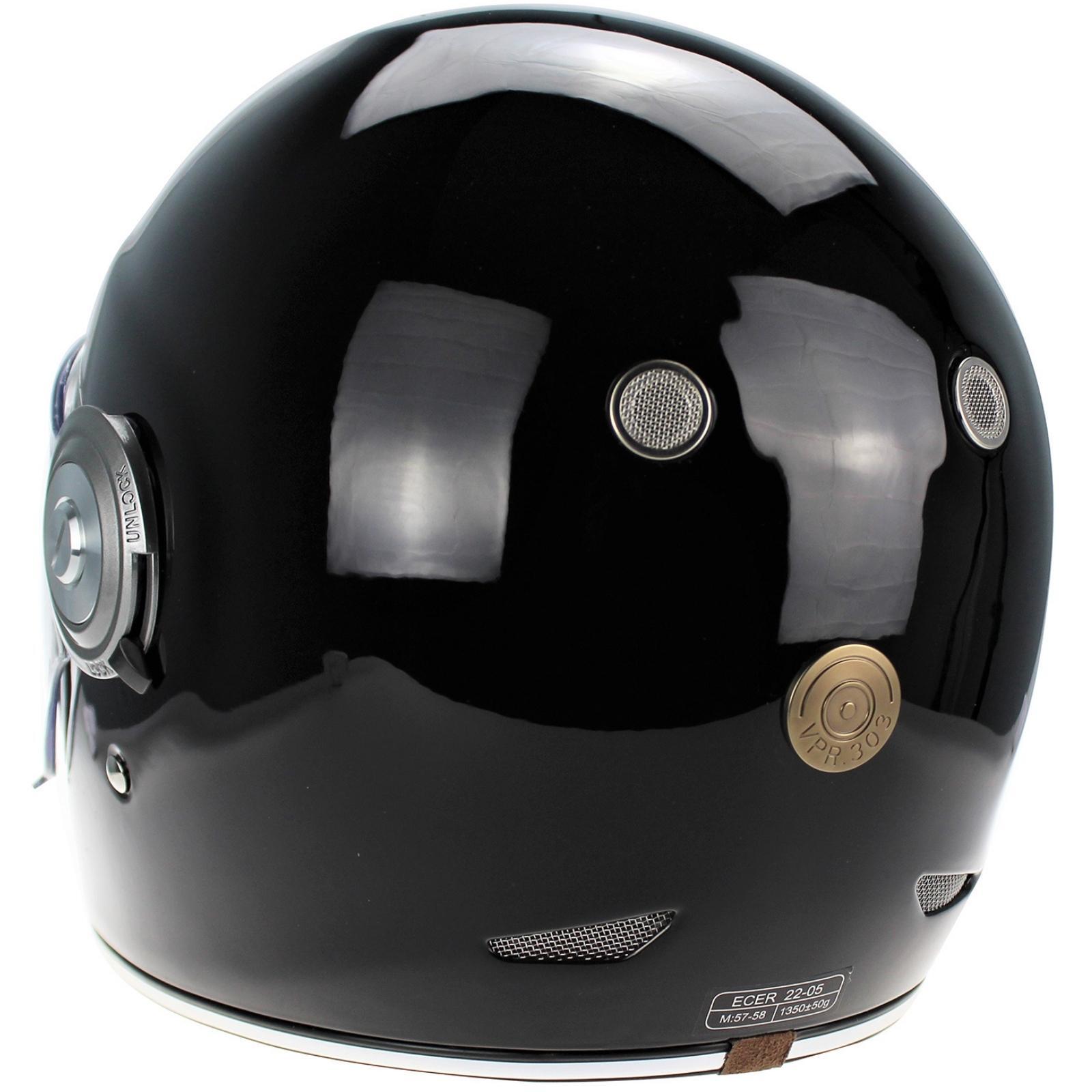 ViPER F659 Full Face Retro Motorcycle ECE Touring Crash Helmet Black ...