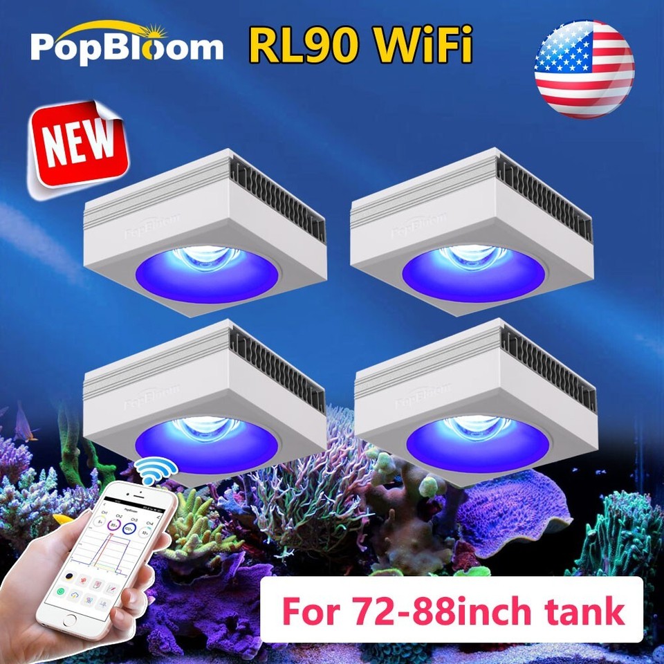 PopBloom RL90 WiFi Marine LED Aquarium Reef Light Full Spectrum Coral ...