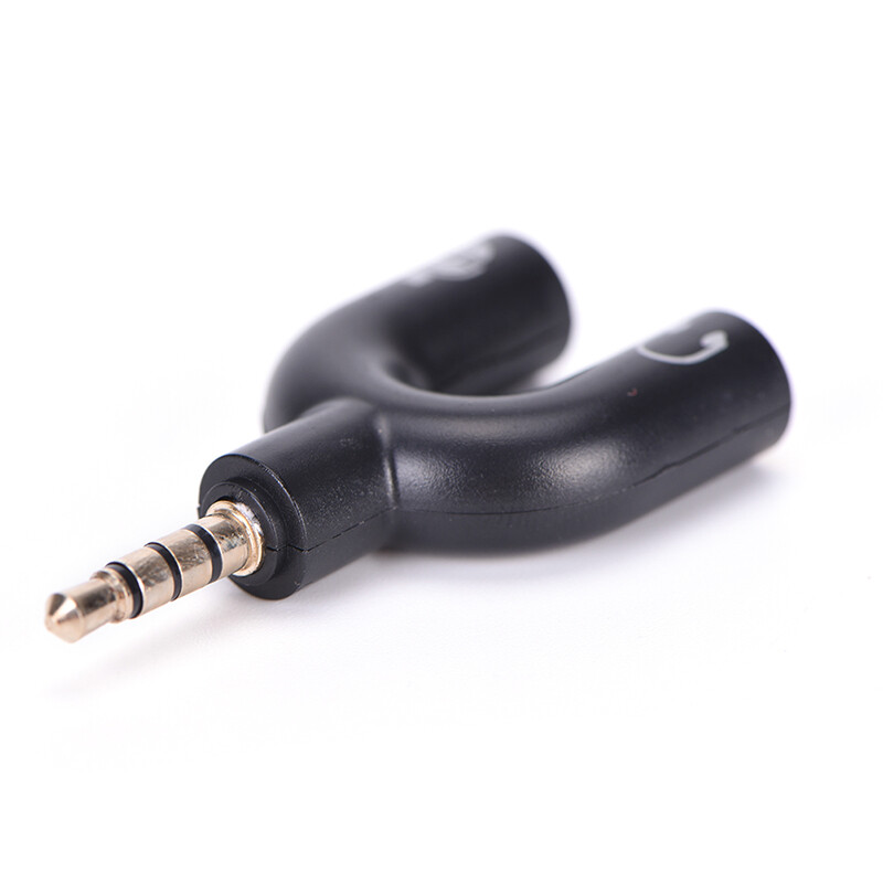 3.5mm Black Stereo Splitter Audio to Mic & Headset Jack Plug Adapter ...