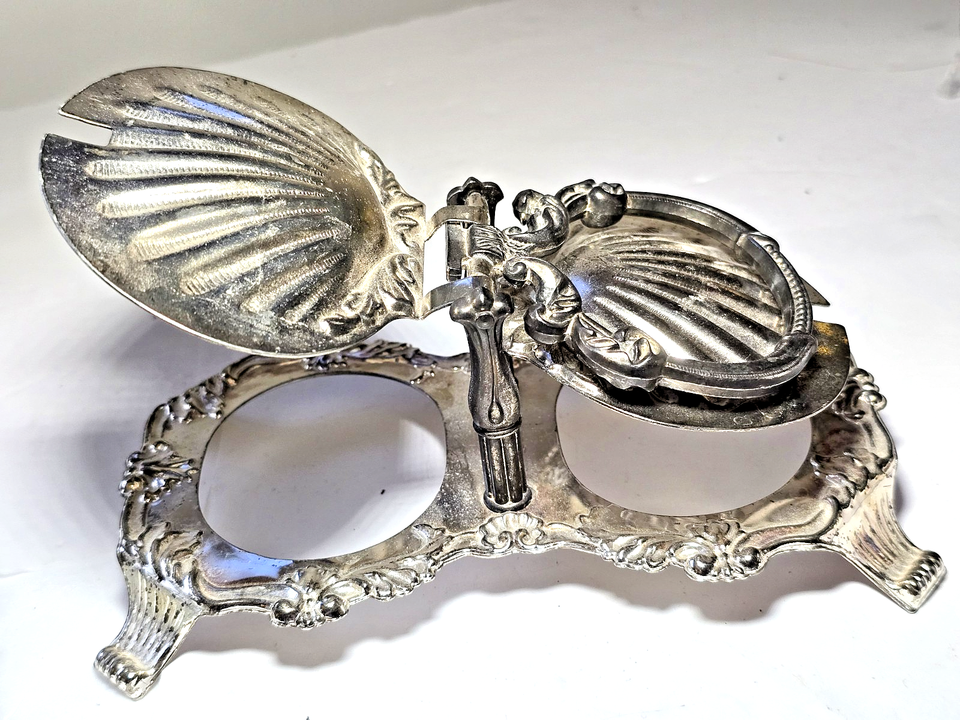 Vintage Hugo Silver EP Plated Double Condiment Jam Dish Shell Pattern ...