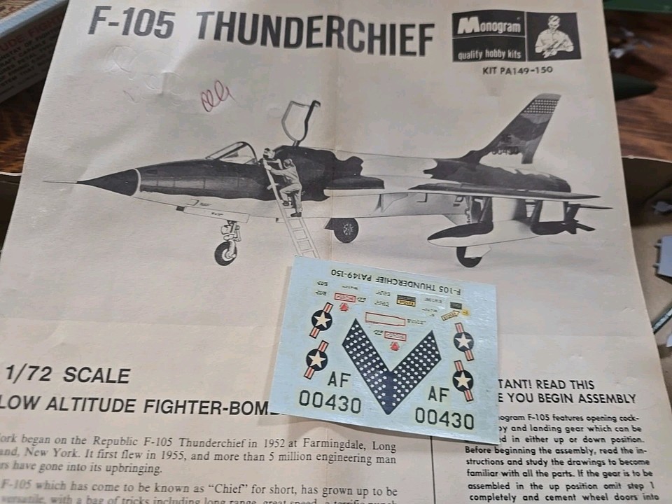 Pre Owned Monogram F-105 Thunderchief Camouflage 1/72 Scale Kit PA149 ...