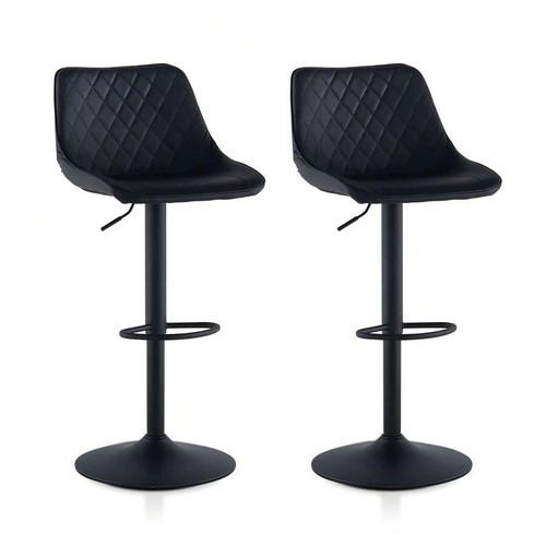 Bar Stools Faux Leather, Black Grey Silver, Kitchen Breakfast Bar, 1 ...