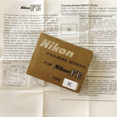 【MINT】RARE Nikon FE Type K Split Image Microprism Focusing Screen ...