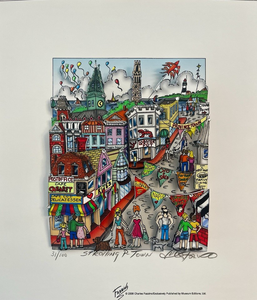 Charles Fazzino 3D Artwork “Strolling P-Town” Sold out Edition #32/100 ...