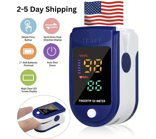Finger Pulse Oximeter (USA) Blood Oxygen Monitor Sp02 Heart Rate ...