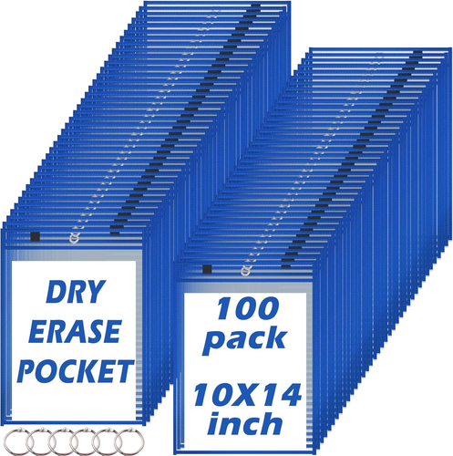 100 Pack Dry-Erase Pockets Sleeves Bulk Job Ticket Holders Oversized ...