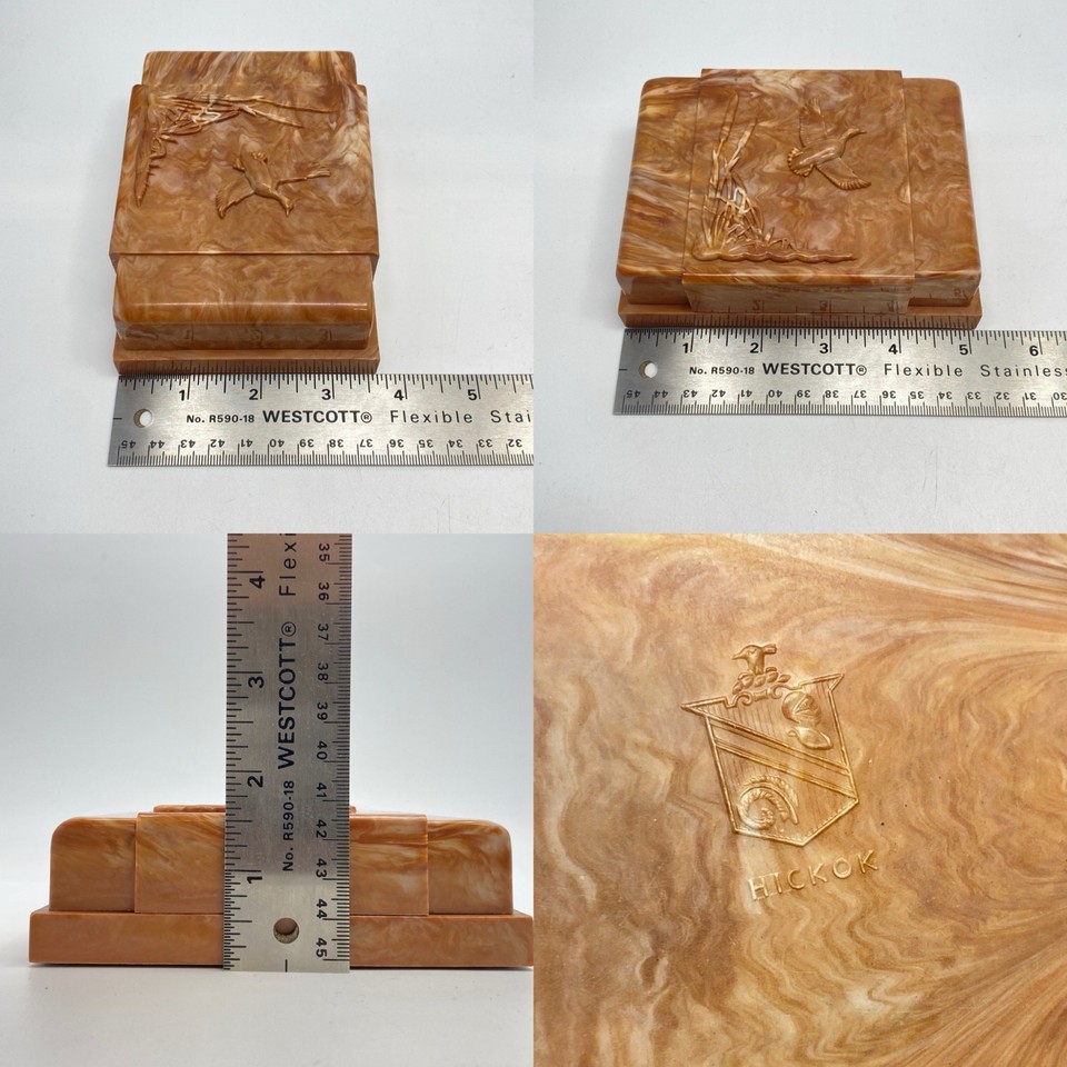 Vintage Hickok Waterfowl Duck in Flight Trinket Box Marbled Plastic USA ...