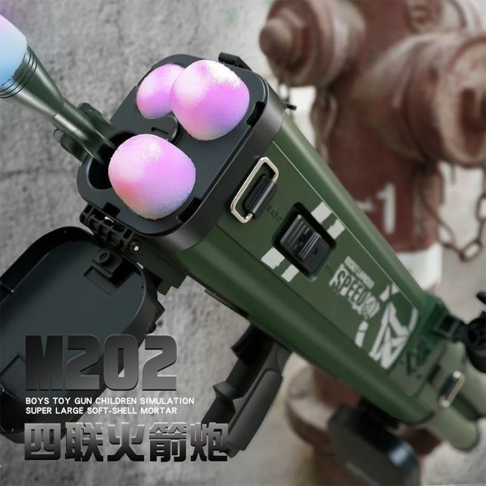 M202 FLASH Quadruple Rocket Launcher - 4-Barrel Foam Blaster - Luminous ...
