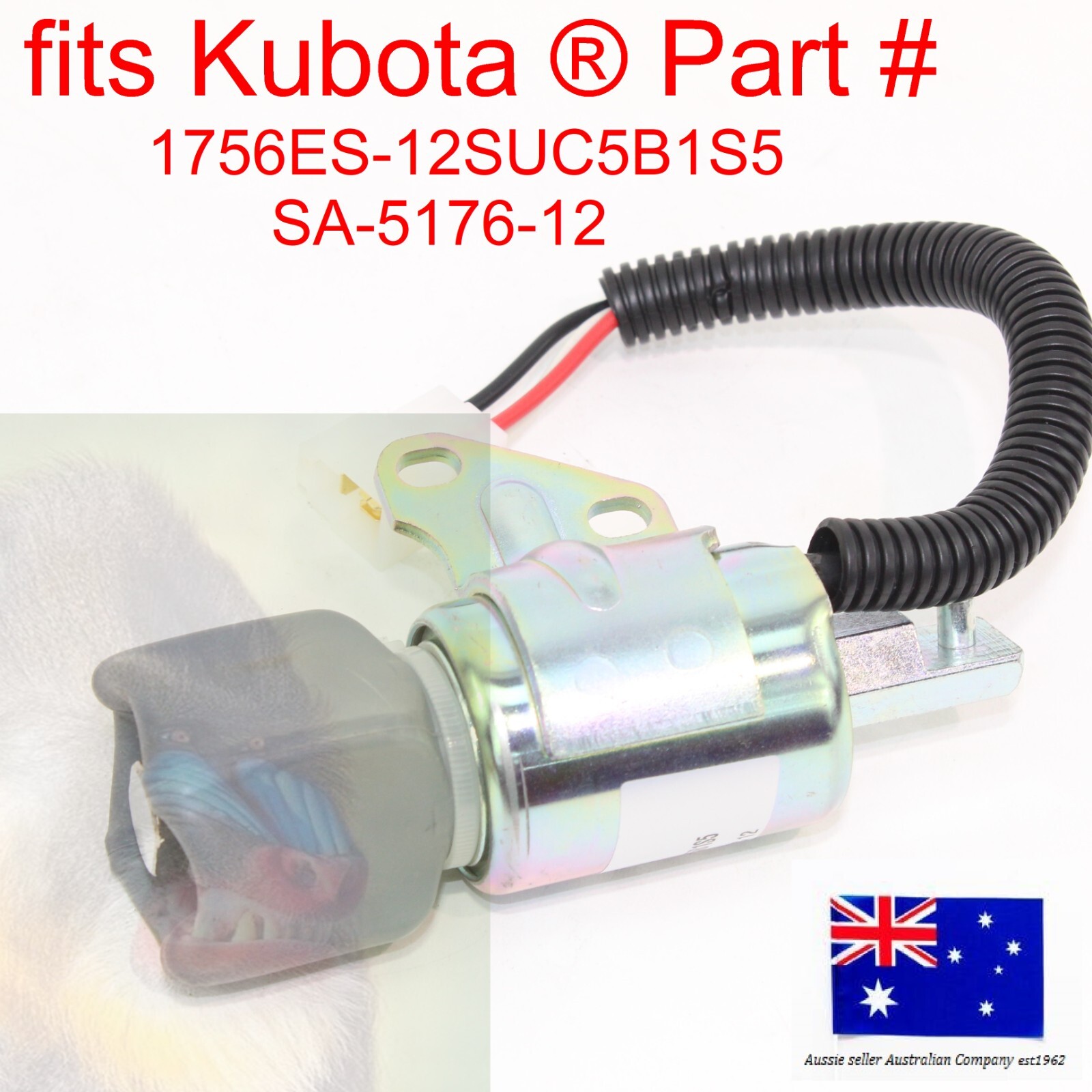 fits Kubota Fuel Shut Off Solenoid Flame Out Stop 1756ES-12SUC5B1S5 SA ...