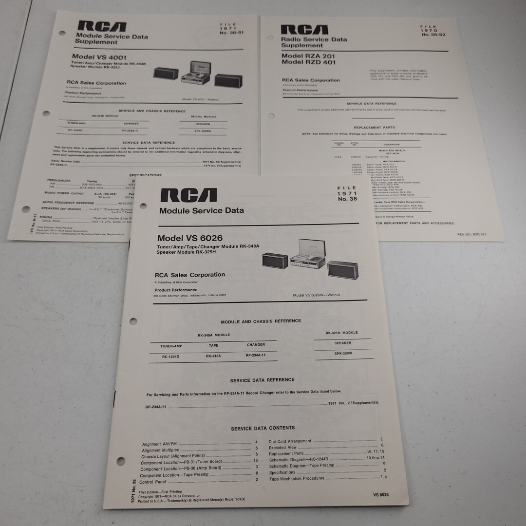 Vintage RCA Module Service Data Model VS 6026 File 1971 No 38 4001 ...