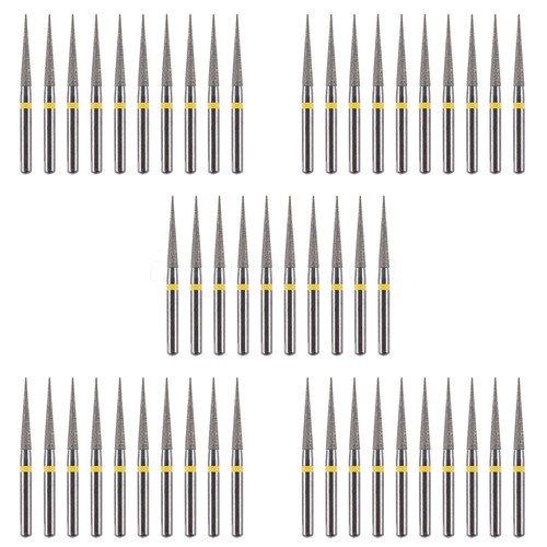 50Pcs Dental Diamond Burs FG Needle Taper TC-11EF Extra Fine Grit High ...