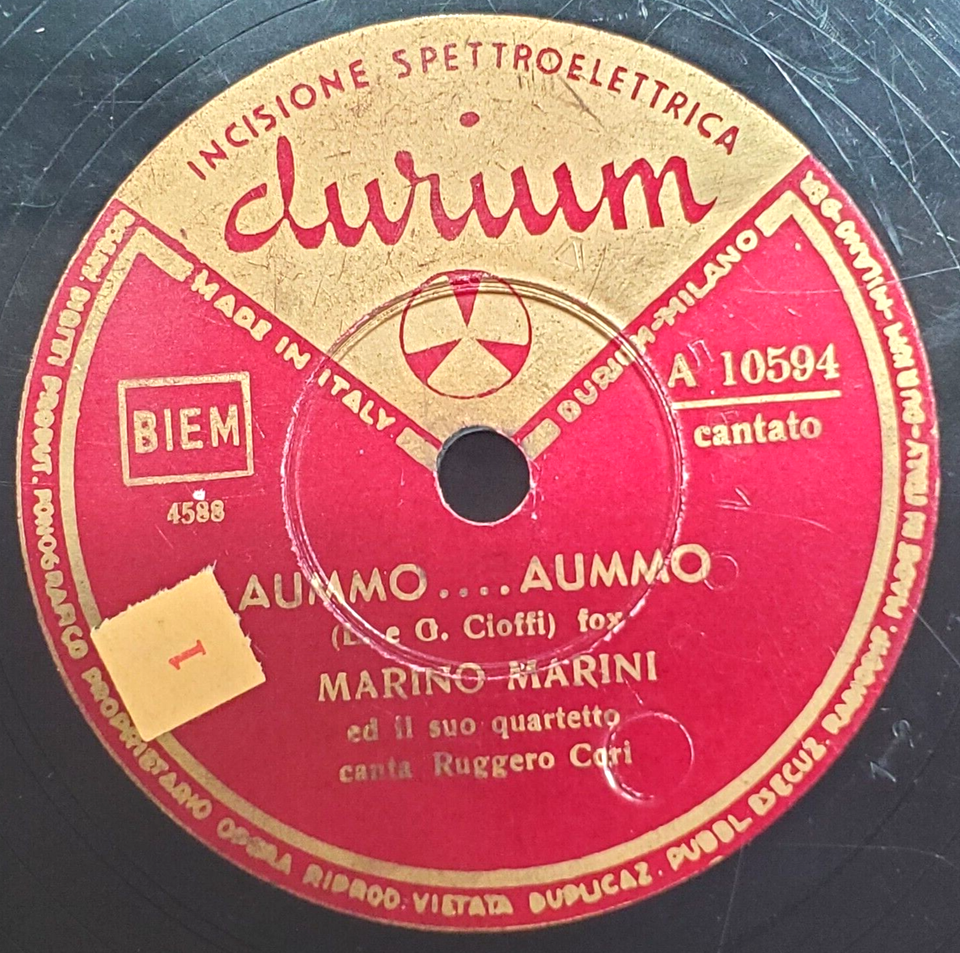1955 Italy - Mario Marini VG+ 78 RPM 10 in Durium 10594 Shellac Aummo ...