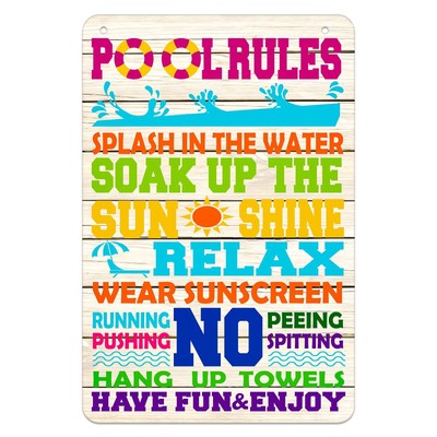 Pool Rules Signs Outdoor - 8x12 Inches Funny Pool Rules Signs and Decor ...