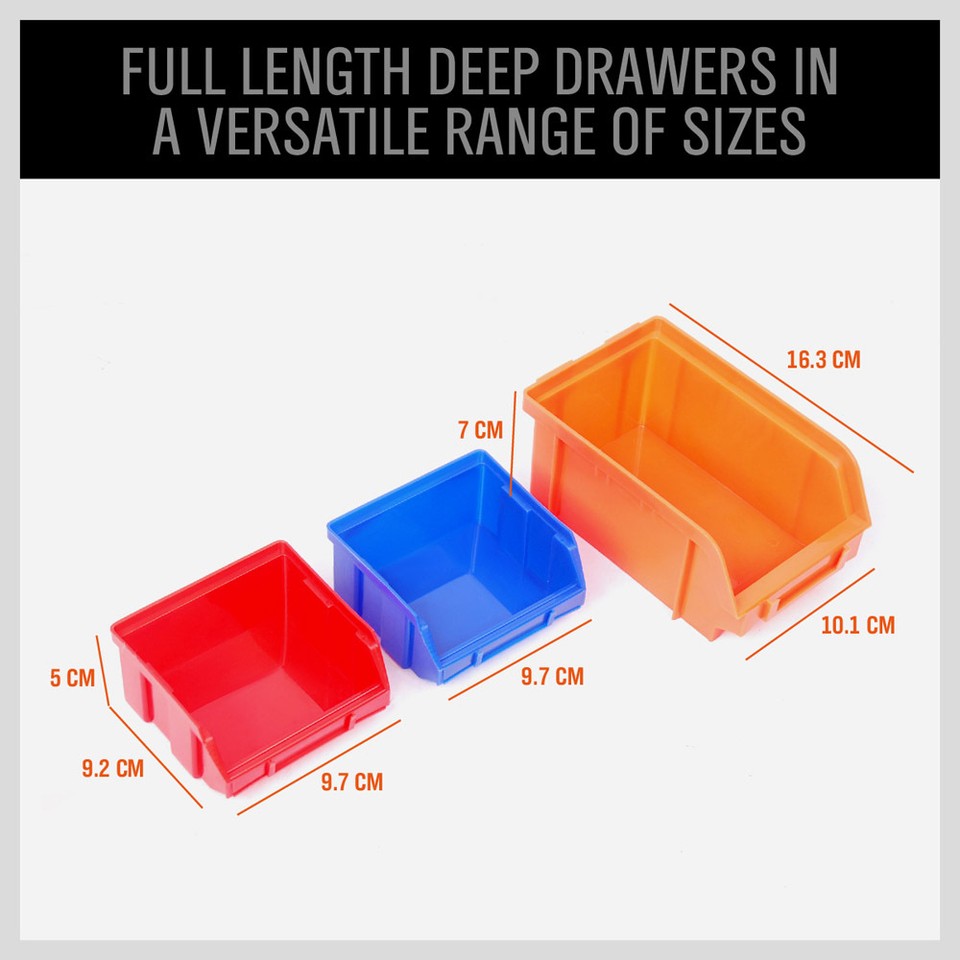 Wall Mounted Storage Bins Parts Rack 30 Bin Organizer Garage Plastic ...