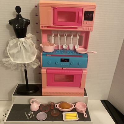 Vintage Barbie So Much To Do Kitchen Stool Stove Oven Microwave Playset ...