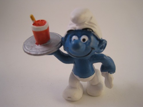 Vintage Smurf Waiter Silver Tray with Red Glass 20162 2.0162 RARE | eBay