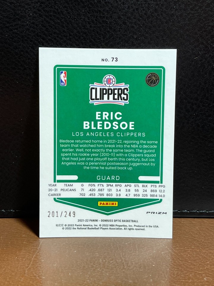2021-22 Optic Premium ERIC BLEDSOE Clippers #73 SCOPE PRIZM 201/249 | eBay