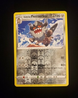 Pokemon- Galarian Perrserker - 127/192 Reverse Holo Card- REBEL CLASH ...