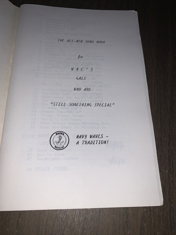 1986 Songs Waves Sang W N C Navy National Military Patriotic Song Book ...