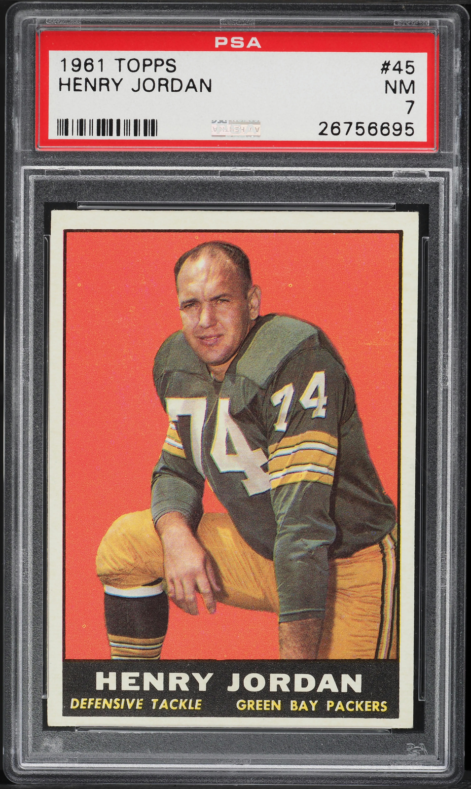 1961 Topps FB Card # 45 Henry Jordan Green Bay Packers HOF ROOKIE RC ...