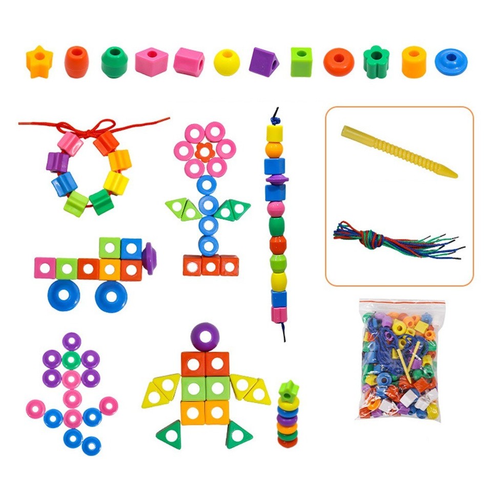 48/100/160PCS Building Blocks Montessori Threading Beads Toy Early ...