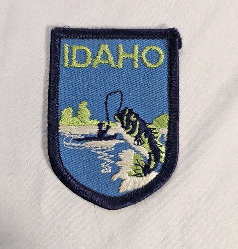 Vintage 80s USA State Of IDAHO ANGLER FISHING Patch Travel & Tourism ...