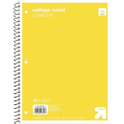 up&up™ Spiral Notebook 1 Subject College Ruled 70 Pages 7.5x10.5 Yellow ...