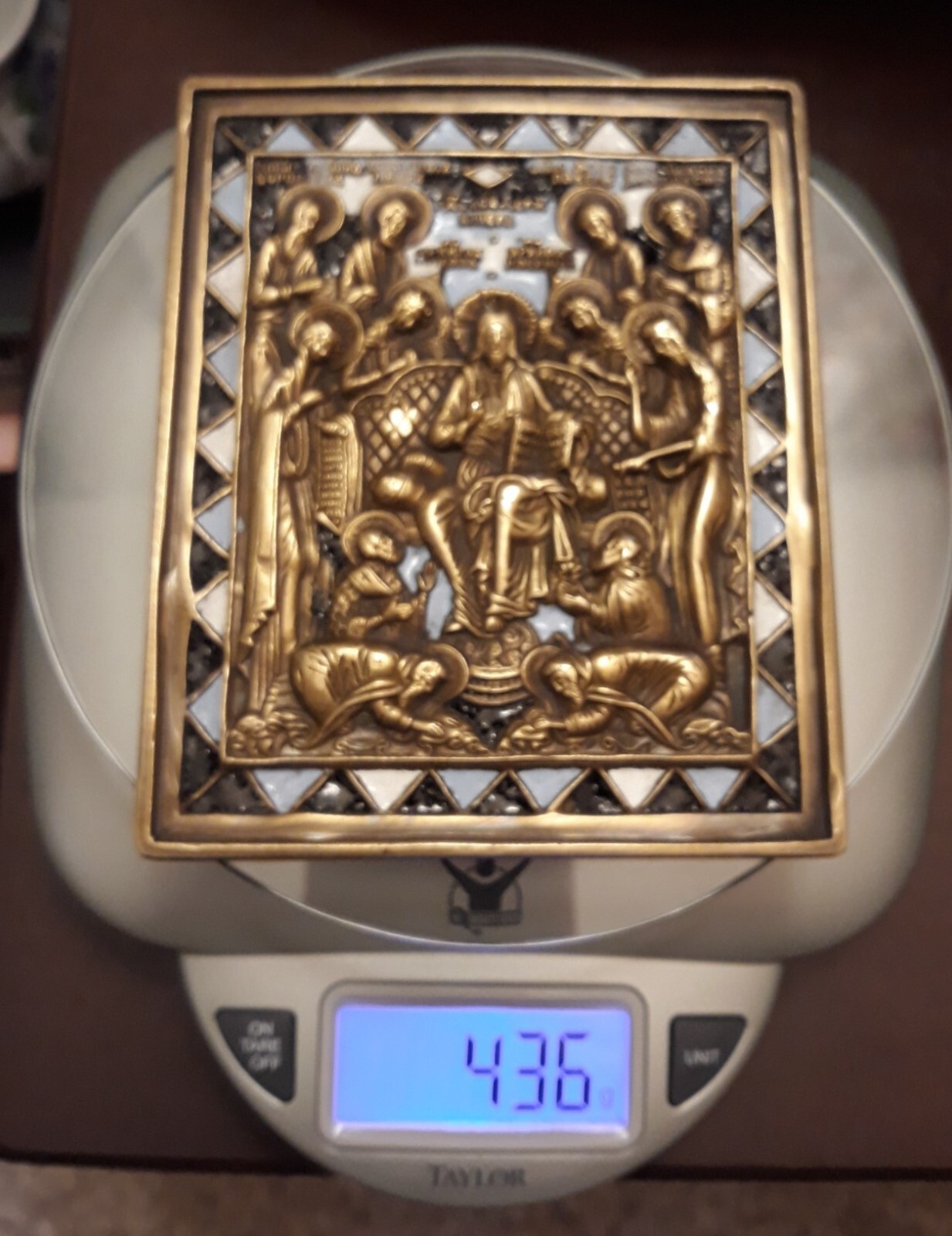 Russian Bronze Orthodox enameled icon Sedmitsa(The Week), 19 cent., 436 ...