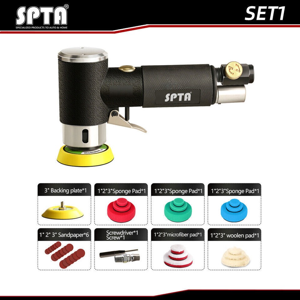 SPTA 1 2 3 Inch Mini Orbital Sander DA Sander Air Dual Action Grinding ...