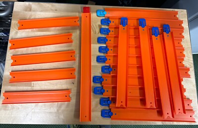 LOT OF 15 MATTEL HOT WHEELS ORANGE TRACK TRACKS 12" WITH CONNECTORS ...
