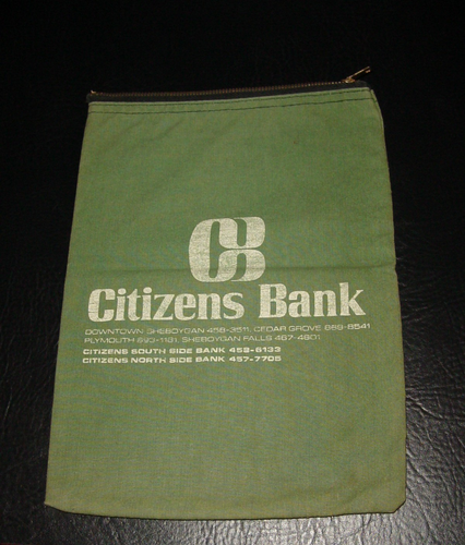 Citizens Bank of Sheboygan Cloth Money Pouch - 1970's | eBay